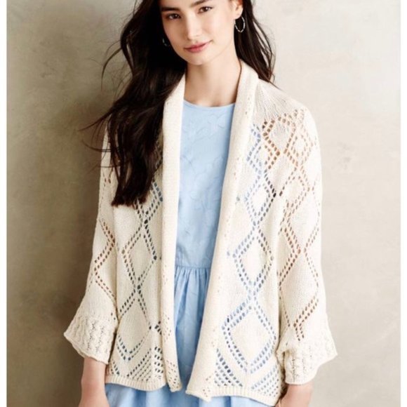 Anthropologie | Sweaters | Angel Of The North Cream Crochet Poncho ...